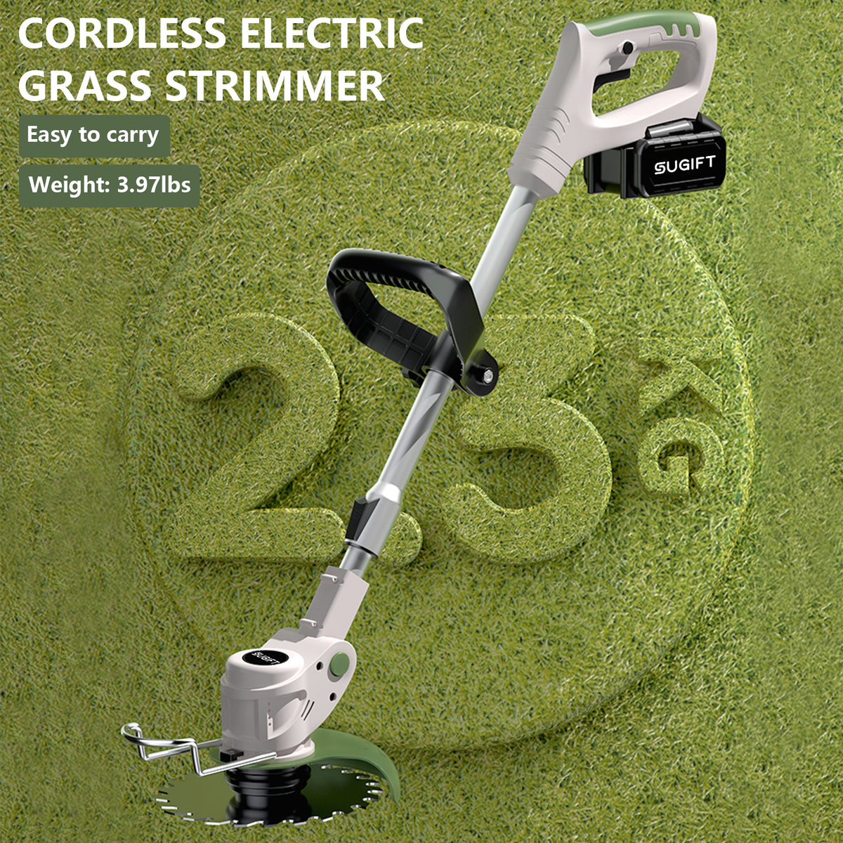 21V Cordless String Weeder & Edger Trimmer, Tiller Cultivator with Bat ...