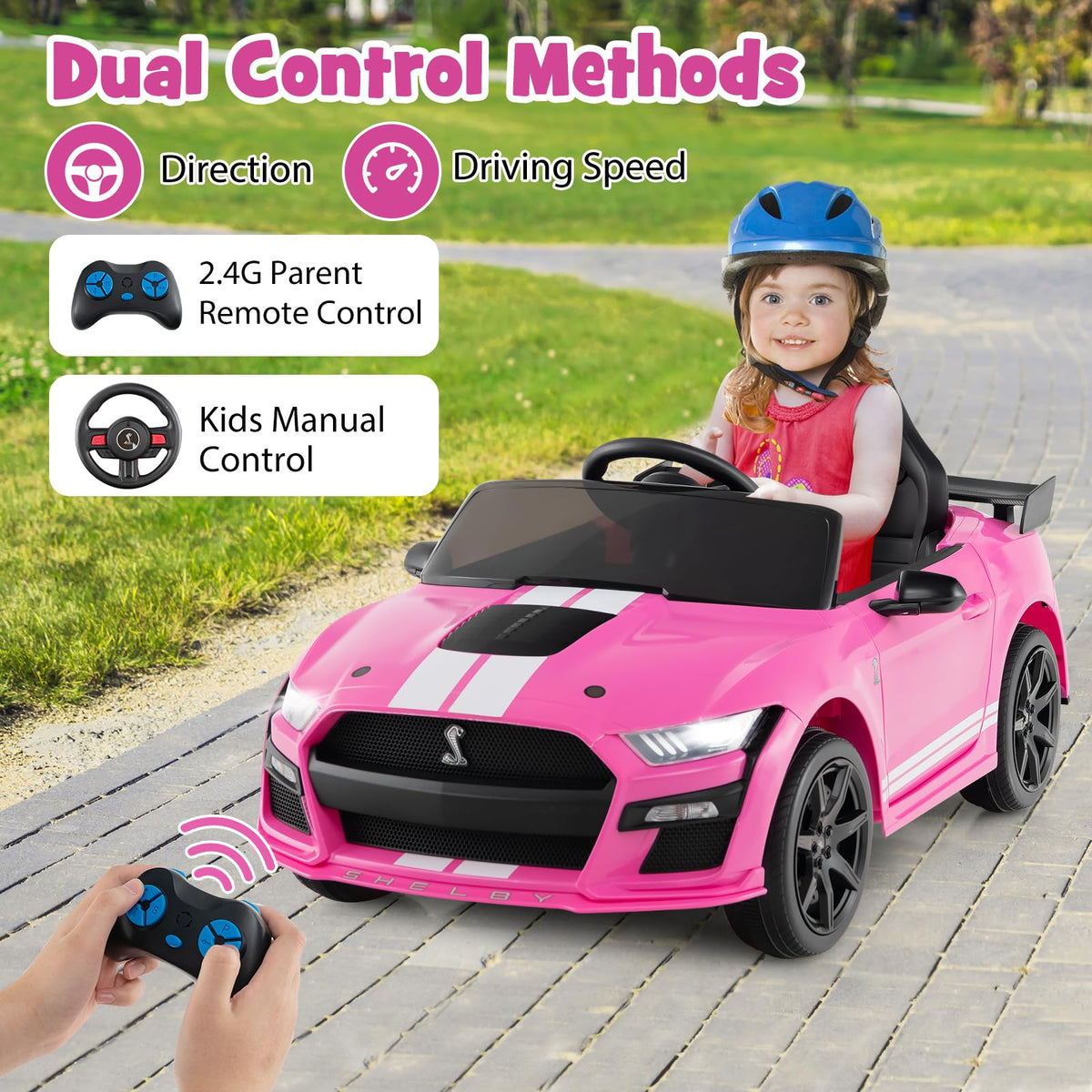 12V Licensed Ford Mustang Shelby GT500 Kids Ride on Car with Remote Co ...