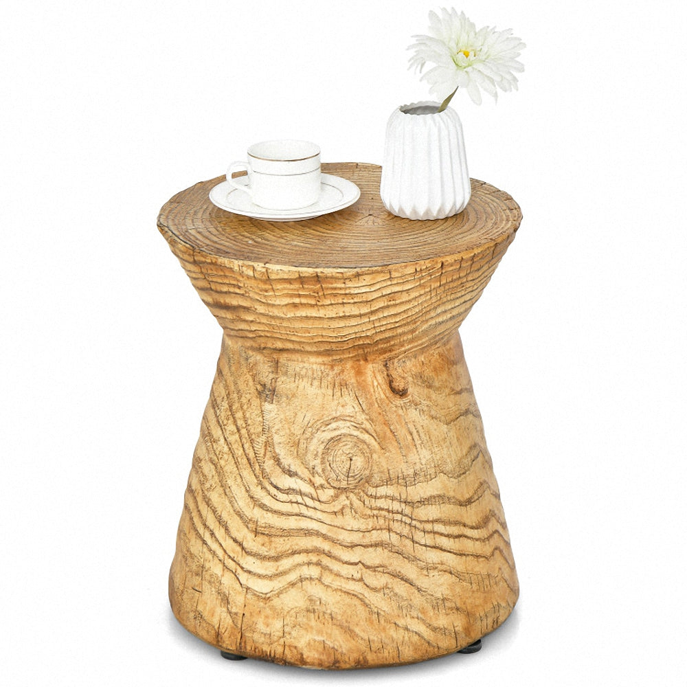 Weather Resident Rock End Table with Wood Grain for Living Room – SUGIFT