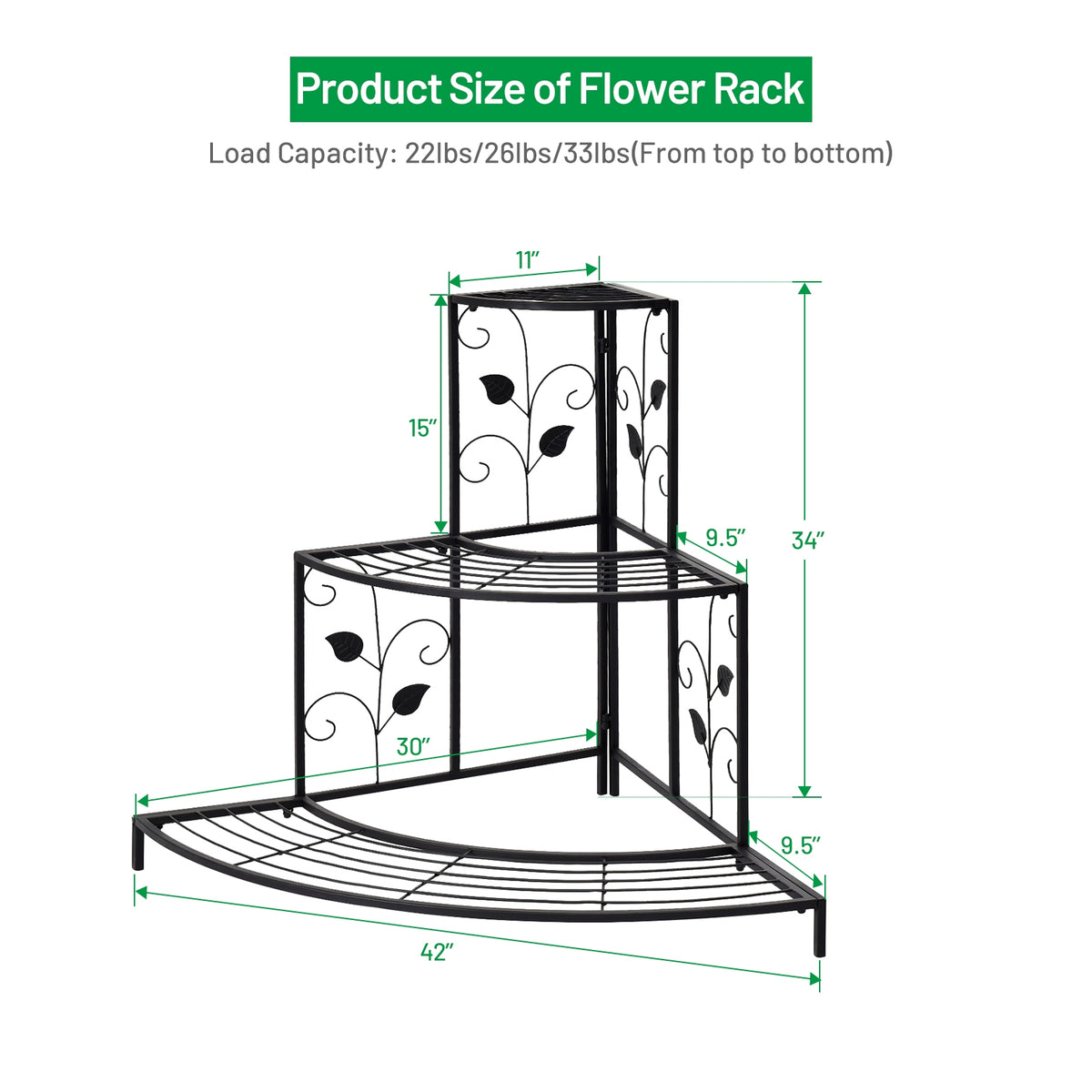 3 Tier Floral Corner Metal Plant Pot Rack – SUGIFT